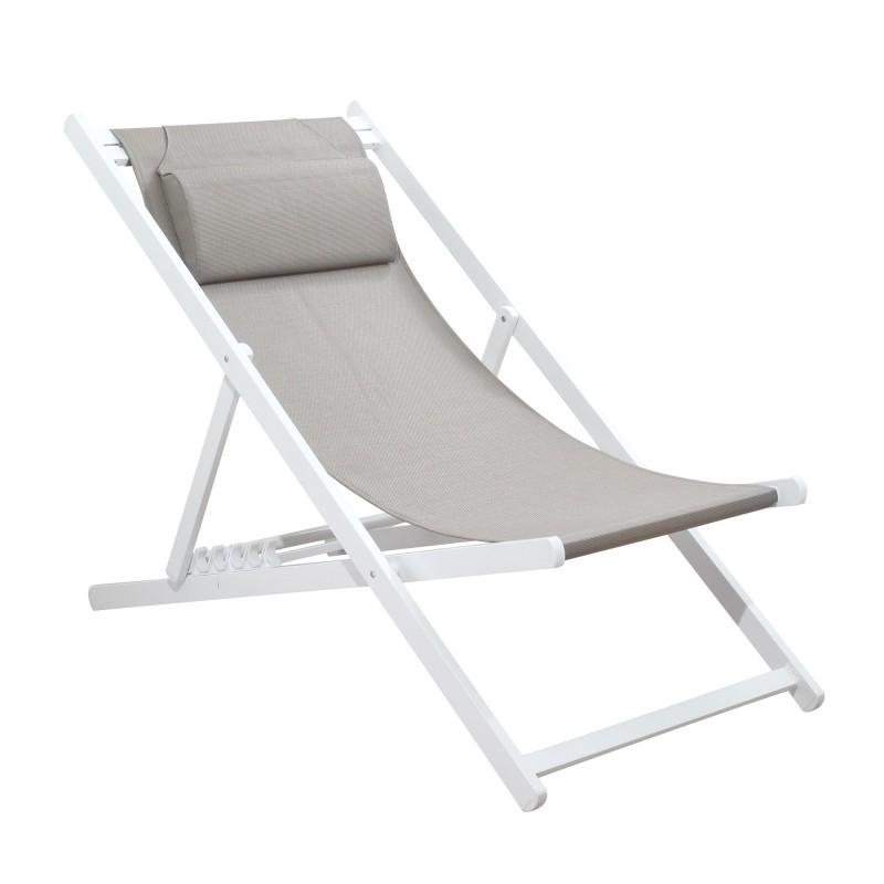 CHILIENNE PLIANTE INCLINABLE EN ALUMINIUM CHILI2 TAUPE+WHITE MOBILIER ...